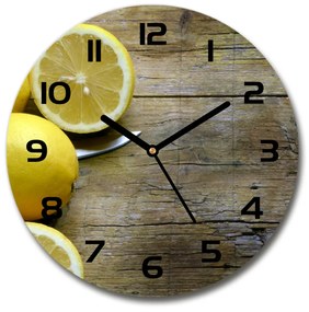 Wallmuralia Skleněné hodiny na stěnu Citrony na stromě fi 30 cm