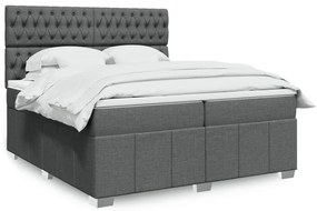 Box spring postel s matrací tmavě šedá 200x200 cm textil 3291783
