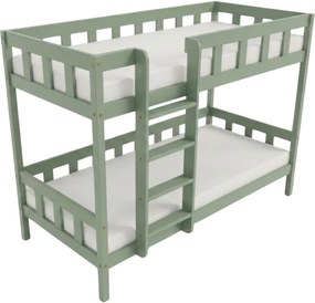 Benlemi Patrová postel PLOTTY s žebříkem 90x200 cm Zvolte barvu: Transparentní vosková lazura matná, Zvolte šuplík: Dvojitý úložný šuplík, Zvolte stranu: Vpravo