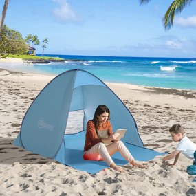 Outsunny beach shell pop up stan 200x150x119cm rychlé automatické stavění z polyesteru v modré barvě pro perfektní dovolenou na pláži | Aosom.de