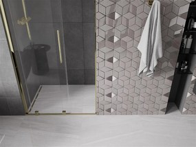Mexen Velar, posuvné dveře do otvoru 75x200 cm, 8mm čiré sklo, zlatá lesklá, 871-075-000-01-50