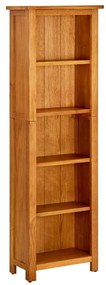 Knihovna s 5 policemi 45 x 22 x 140 cm masivní dubové dřevo - Default Title