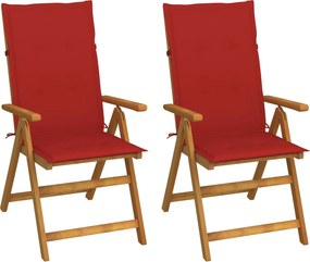 Skládací polohovací křesla 2 ks s polštáři z masivního akáciového dřeva 3064065