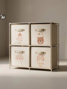 Sinsay - Dětský regál s látkovými úložnými boxy - béžová