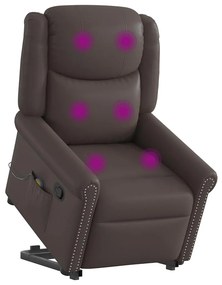Zvedací polohovací křeslo lesklé hnědé umělá kůže 3303421