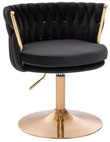LuxuryForm DESIGN Otočná židle LYON VELUR na zlatém talíři - černá
