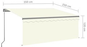vidaXL Marketos Ručně zatahovací markýza s roletou 3,5 x 2,5 m krémová