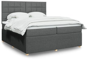 Box spring postel s matrací tmavě šedá 200x200 cm textil 3292164
