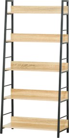HOMCOM Knihovna 5-úrovňová s kovovým rámem, nosnost 25 kg, 70x35x149,5 cm | Aosom