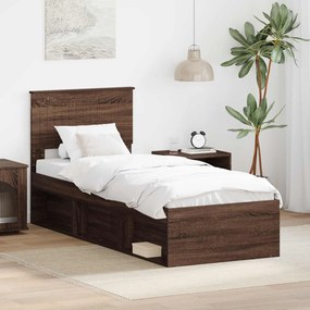 Rám postele s čelo Hnědý dub 75 x 190 cm Masivní borové dřevo 3410669