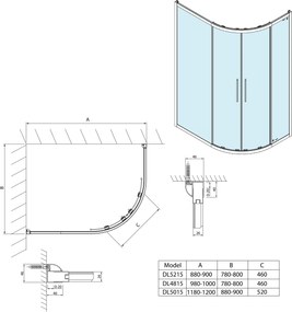 Polysan Lucis Line 120 x 90 cm sprchová zástěna čtvrtkruhová DL5015