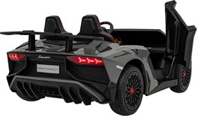 Ramiz Elektrické auto Lamborghini Aventador SV pro 2 děti Šedé + Bezkartáčový motor + Nafukovací kola + LED audio