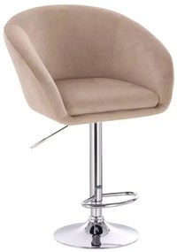 LuxuryForm DESIGN Barová židle VENICE VELUR na stříbrné kulaté podstavě - latte