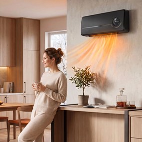 HOMCOM nástěnné keramické topidlo 1000/2000 W s termostatem a ovladačem, černé