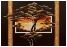 Gario Ručně malovaný obraz Africká země a stromy Rozměry: 120 x 80 cm