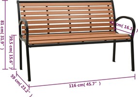 Zahradní lavice černá a hnědá 116 cm ocel a WPC 319579