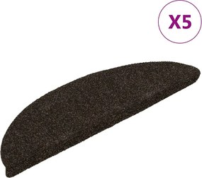 Schodové rohože samolepicí 5 ks 56 x 17 x 3 cm tmavě hnědé půlkulaté 149686