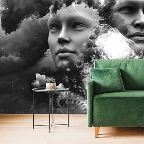 Samolepící tapeta virtuální mysl v černobílém provedení - 300x200 cm
