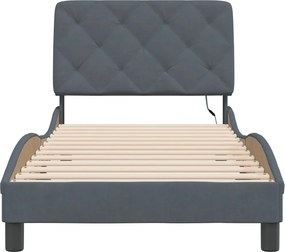 Rám postele s LED bez matrace tmavě šedý 80 x 200 cm samet 3213820