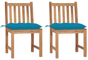 Zahradní židle 2 ks s poduškami masivní teakové dřevo,  3062935