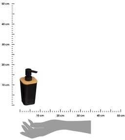 Dávkovač mýdla Natureo, černá/s dřevěnými prvky, 300 ml