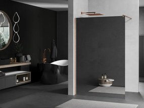 Mexen Kioto, sprchová zástěna Walk-In 140 x 200 cm, 8mm sklo vzor zrcadlo, měděný matný profil, 800-140-101-65-50