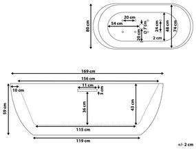 Volně stojící vířivá vana s LED osvětlením 170 x 80 cm bílá NEVIS Beliani