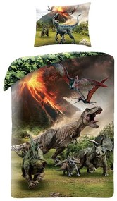 HALANTEX Povlečení Jurský Park sopka Bavlna 140/200, 70/90 cm