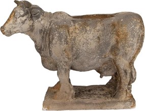 Šedý antik dekorační květináč kráva Farm Brocante - 36*15*28 cm