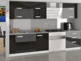 Kuchyňská linka Belini 180 cm černý lesk s pracovní deskou Primera