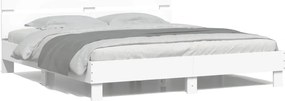 vidaXL Rám postele s čelem a LED osvětlením 180 x 200 cm [3207528] Barva: Bílá