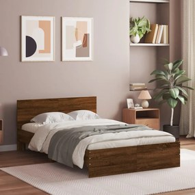 vidaXL Rám postele s čelem hnědý dub 120 x 190 cm