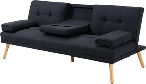 HOMCOM Rozkládací pohovka, 3místná rozkládací pohovka s skládacím stolem, držákem na nápoje, pohovka s vzhledem lnu, ve skandinávském designu, do 250