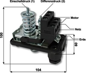 Tlakový spínač pro domácí vodárnu Wiltec SK-9 – 380 V, černá (50766)