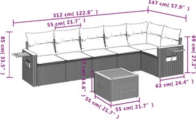 7dílná zahradní sedací souprava s poduškami černá polyratan 3259235