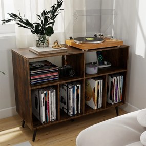 Costway 3 Řadový stojan na gramofon s nabíjecí stanicí a vinylovými úložnými