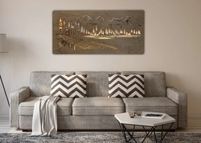Li-Go "Pod vrcholy hor" světelný obraz 230V 120x60cm provedení povrchu: dub