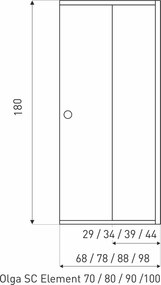 Novoterm Modul sprchového koutu NV-Olga SC Element CHR 100, chrom/transparent - bez vaničky