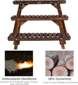 Costway Dřevěný stojan na rostliny 3-vrstvý rohový stojan na rostliny 3 kusy