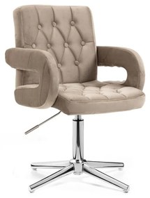 LuxuryForm DESIGN Otočná židle BOSTON VELUR na stříbrném kříži - latte