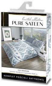 Saténové povlečení 160x200 Pure Sateen 013 bílá modrá ornamenty Faro