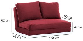 Vínová rozkládací pohovka 120 cm Taida – Balcab Home