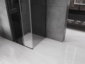 Mexen Velar L, sprchový kout s posuvnými dveřmi 90 x 90 cm, 8mm šedé sklo, černá matná, 871-090-090-43-70