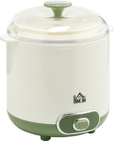HOMCOM Přístroj na jogurt, 1,5 l jogurtovač s cedníkem, víkem, 20 W jogurtovač pro řecký jogurt, pro 3–5 osob, 19,5x17,5x21,4 cm, bílá