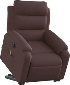 Elektrické zvedací masážní polohovací křeslo tmavě hnědé textil 3205021