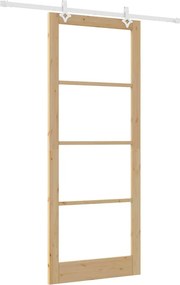 Posuvné dveře 93 x 232 cm Masivní borové dřevo a sklo Přírodní 3332235