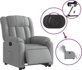 Elektrické zvedací polohovací křeslo světle šedé textil 3205340