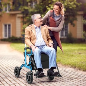 Costway Rollator s pneumatikami, skládací a lehký se sedadlem 2 v 1 invalidním