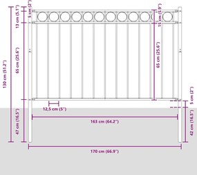 Zahradní plot ASSEN ocelový 1,7 x 0,8 m černý 146312