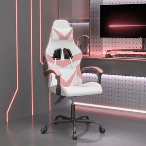 Herní židle bílá a růžová umělá kůže 3143851